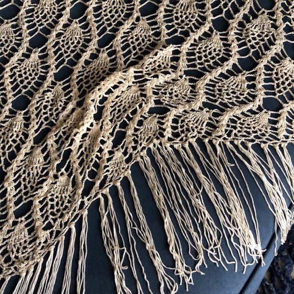 Cejon | Accessories | Nwt Crme Crochet Beach Shawl | Poshmark